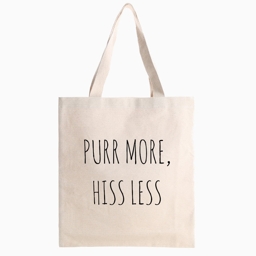 Purr More, Hiss Less Tote Bag - Cute Cat Tote Bags | Pawsome Couture®